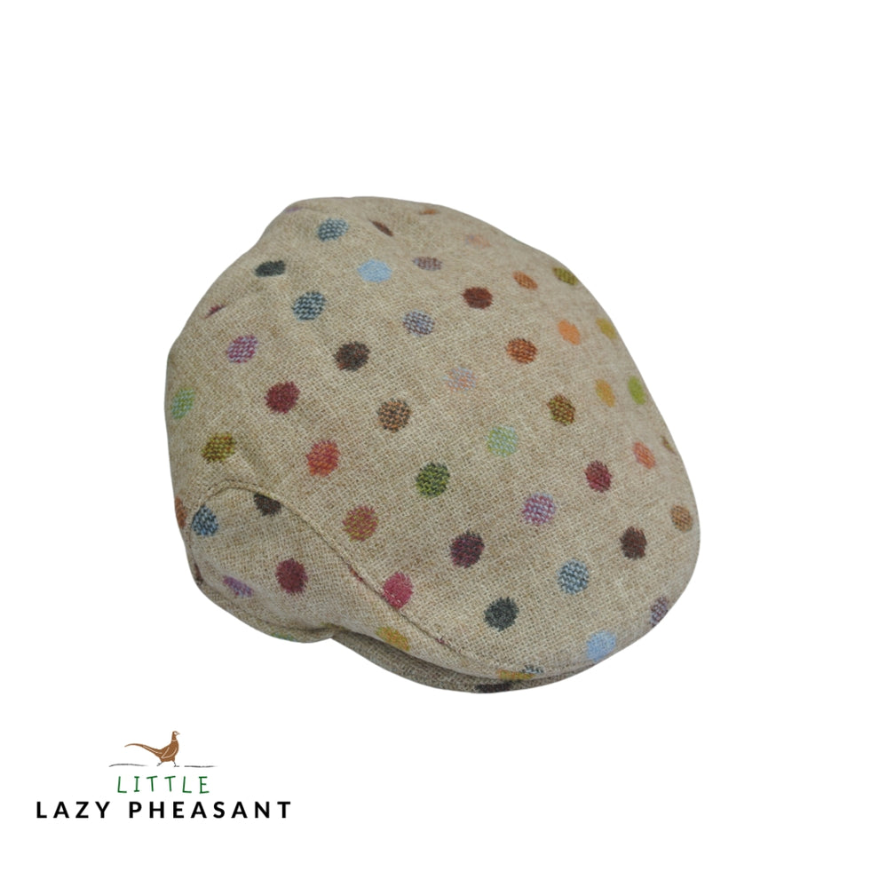 Kids Tweed Flat Cap - Natural Multi-Spot – LAZY PHEASANT